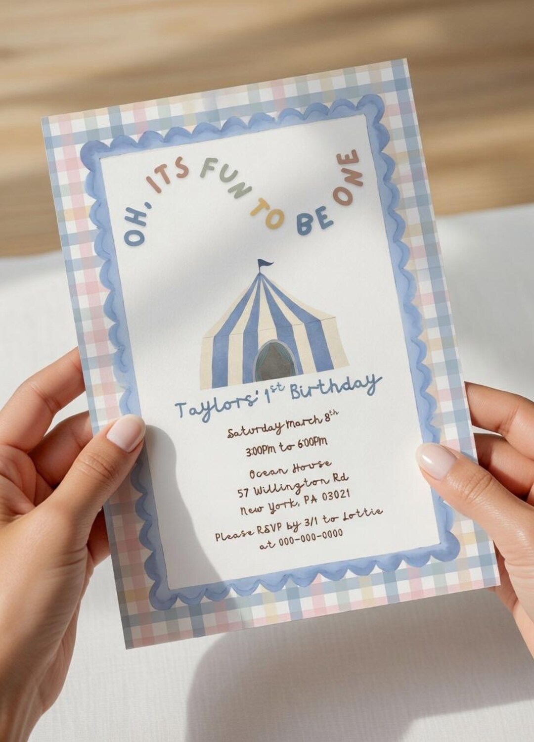 Carnival Circus 1st Birthday Invitation | Editable Digital Party Invite ...