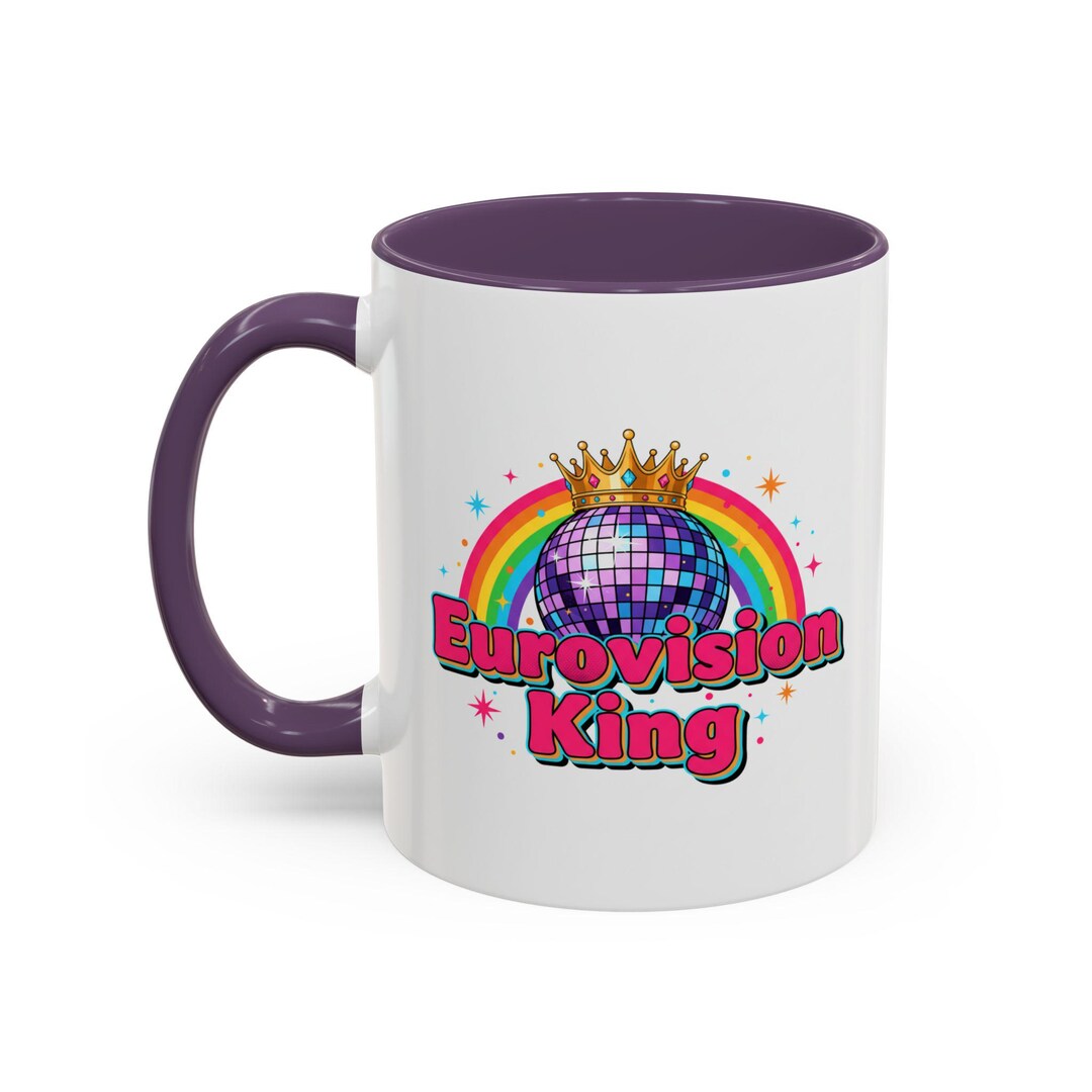 Eurovision King Mug | Rainbow Disco Ball Accent Coffee Mug - Etsy