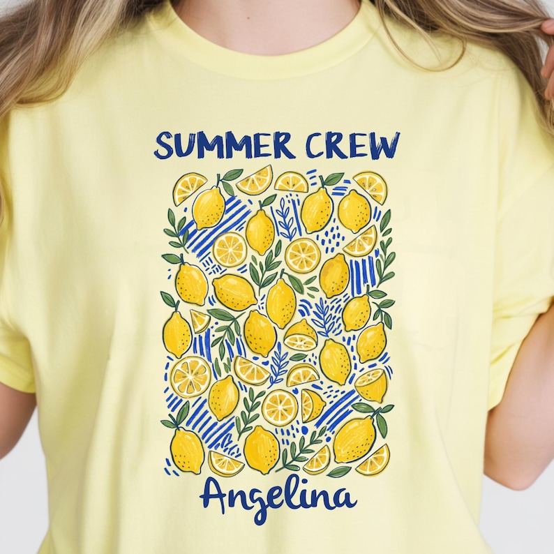 Summer Crew Lemon T-shirt | Custom Name Vacation Tee | Matching Girls ...