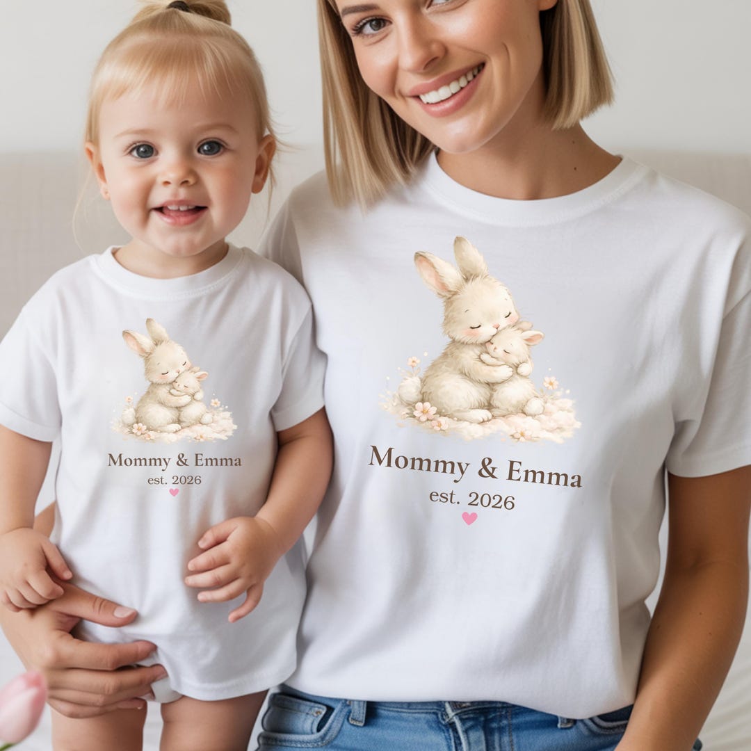 Personalized Bunny Baby Bodysuit | Mommy and Me Outfit | Custom Name ...