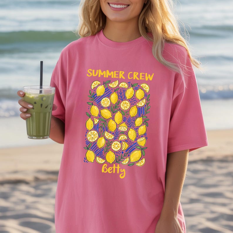 Summer Crew Lemon T-shirt | Custom Name Vacation Tee | Matching Girls ...