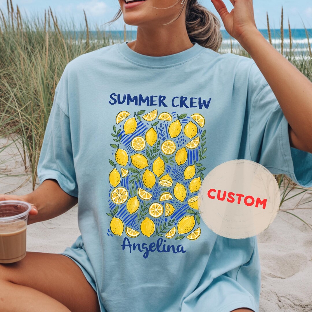 Summer Crew Lemon T-shirt | Custom Name Vacation Tee | Matching Girls ...