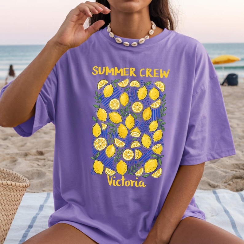 Summer Crew Lemon T-shirt | Custom Name Vacation Tee | Matching Girls ...