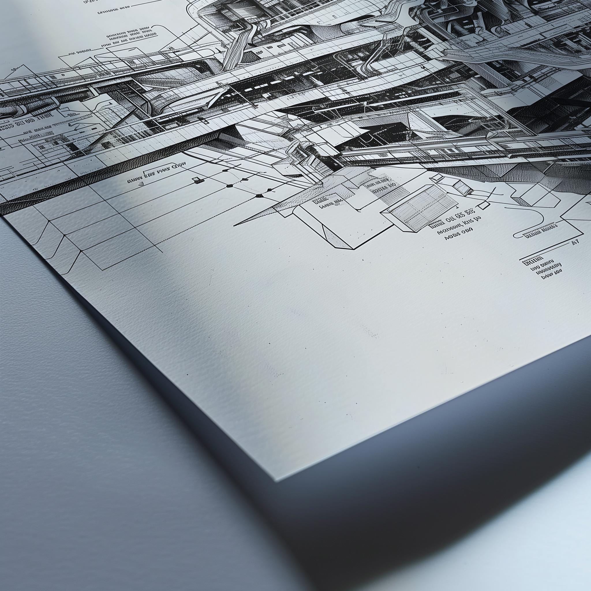 Mechanical Cross Section Print, Industrial Engineering Art (digital ...