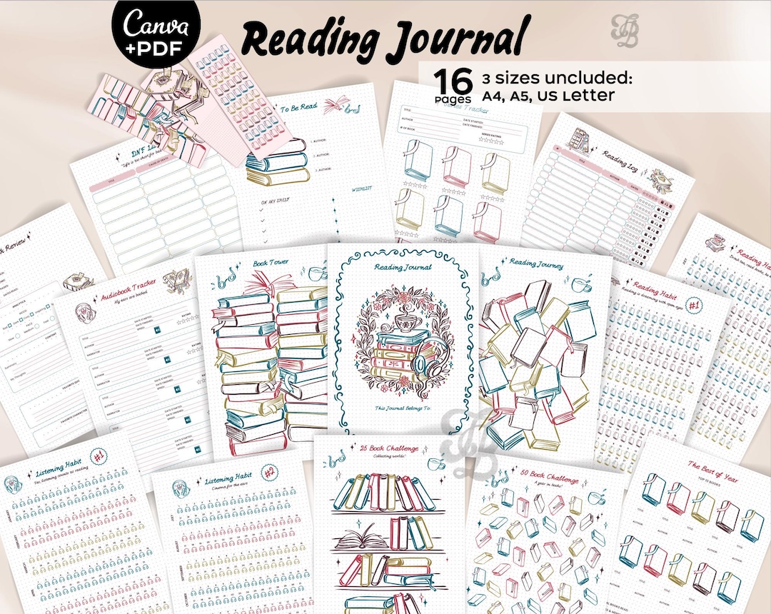 Book Reading Journal 2026, Editable Canva Book Tracker, Reading Log ...