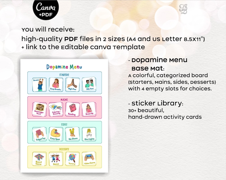 Kids Dopamine Menu Printable, ADHD Planner, Daily Routine Chart ...