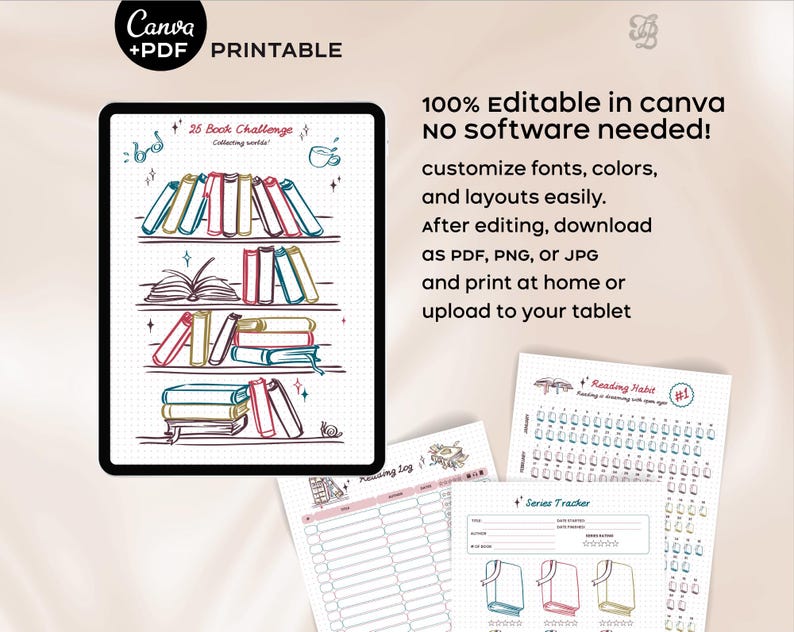 Book Reading Journal 2026, Editable Canva Book Tracker, Reading Log ...