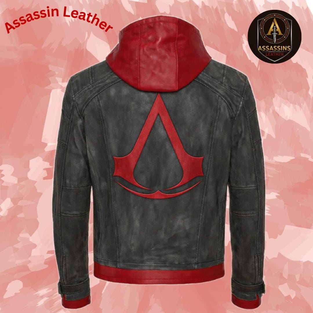 Men's Assassin Style Leather Jacket | Handmade Hooded Biker Jacket - Etsy