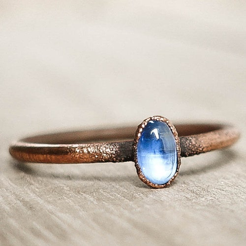Moonstone Copper Ring / Natural Gemstone / Healing Stone Ring - Etsy