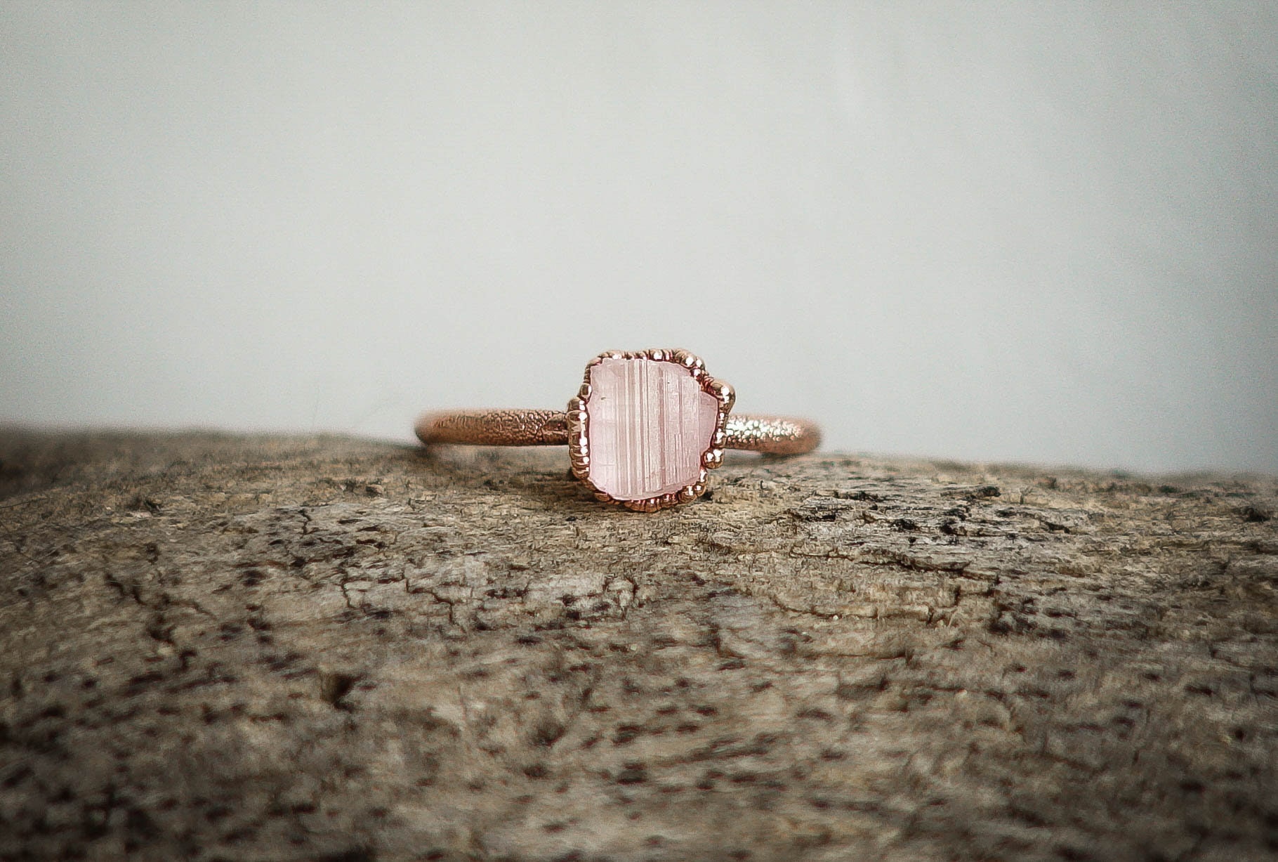 Light Pink Tourmaline Copper Ring / Natural and Rough - Etsy