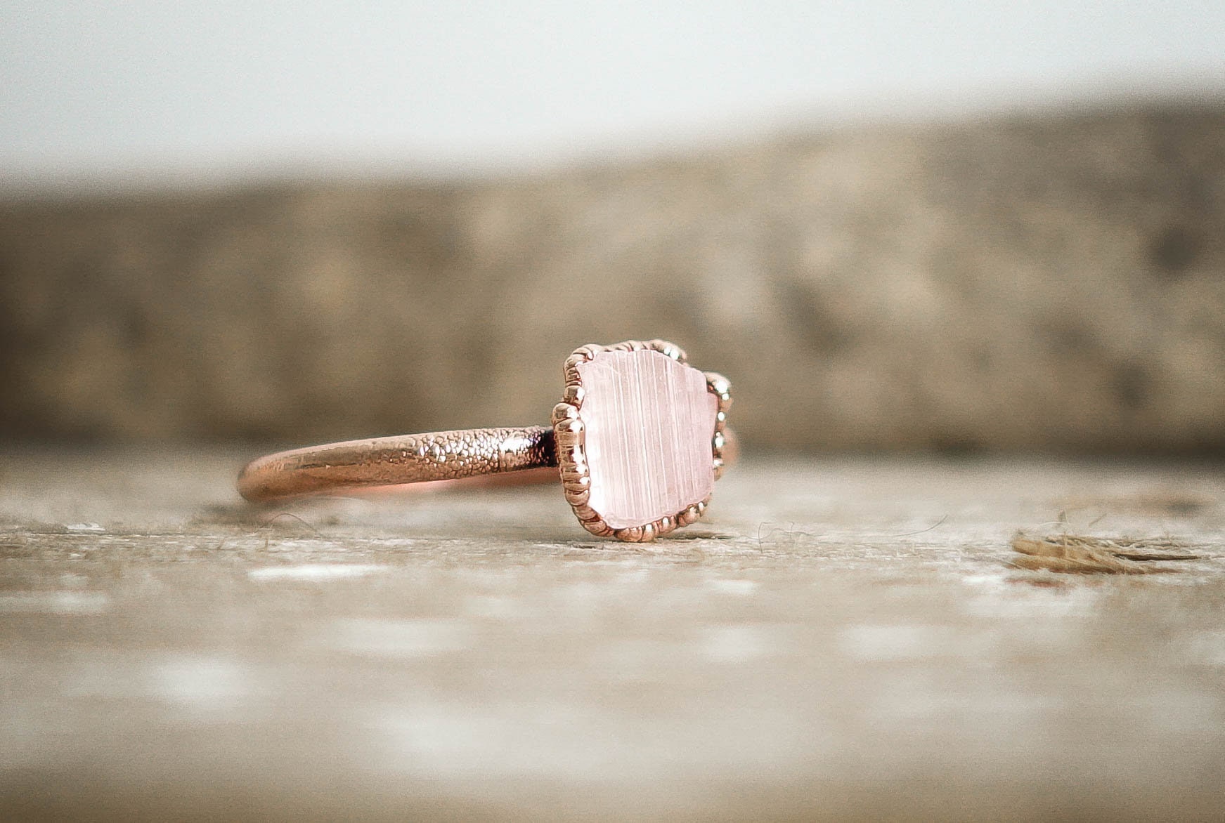 Light Pink Tourmaline Copper Ring / Natural and Rough - Etsy