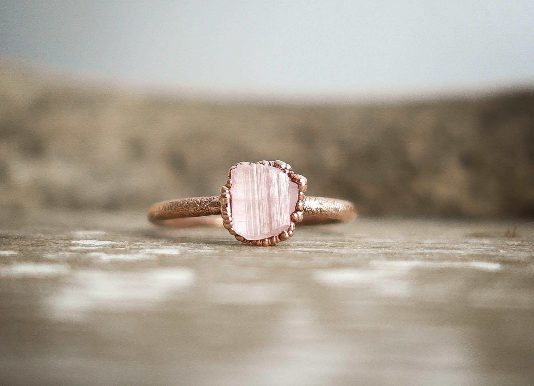 Light Pink Tourmaline Copper Ring / Natural and Rough - Etsy