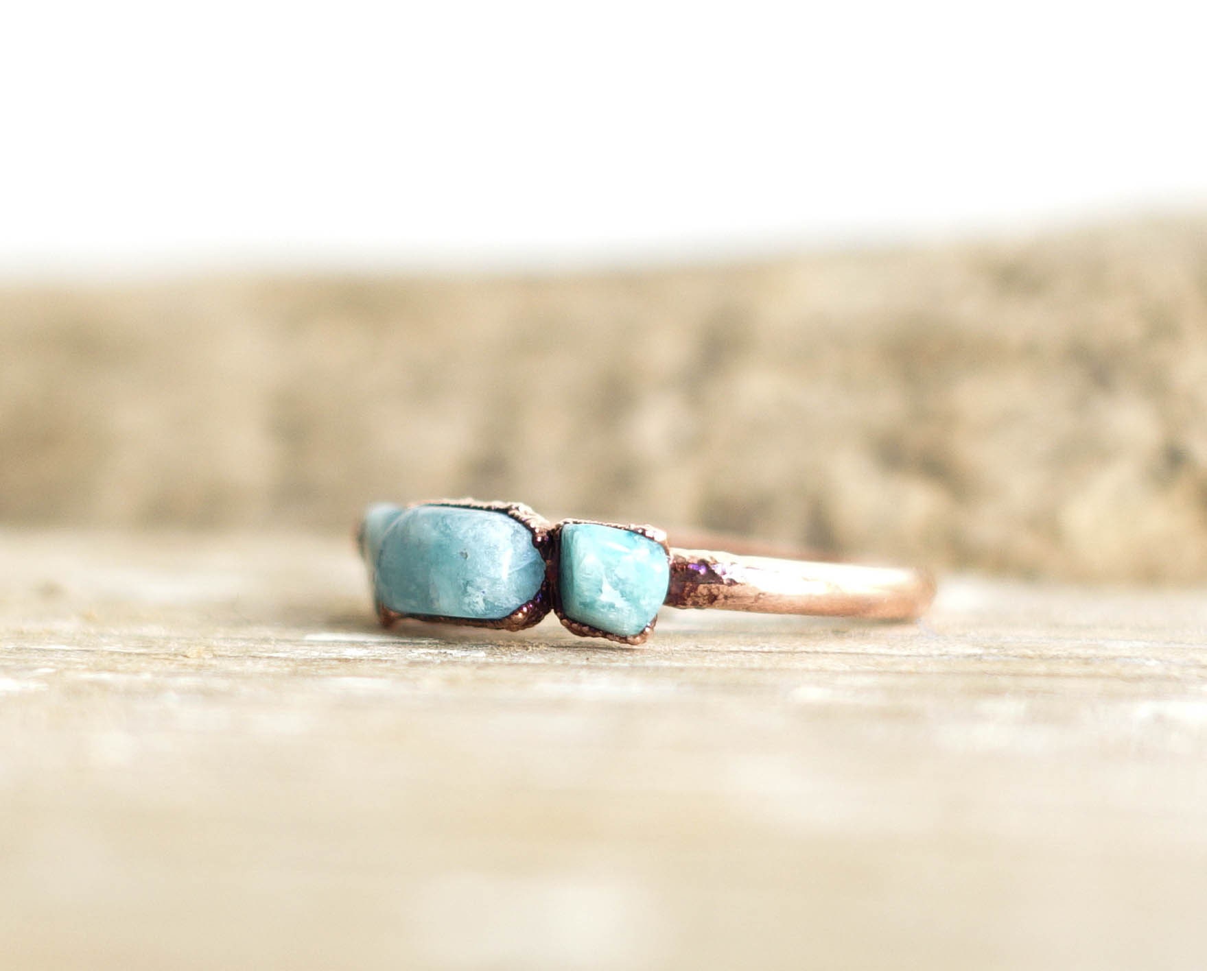 Amazonite Copper Ring / Natural Gemstone/ Healing Stone Ring / | Etsy