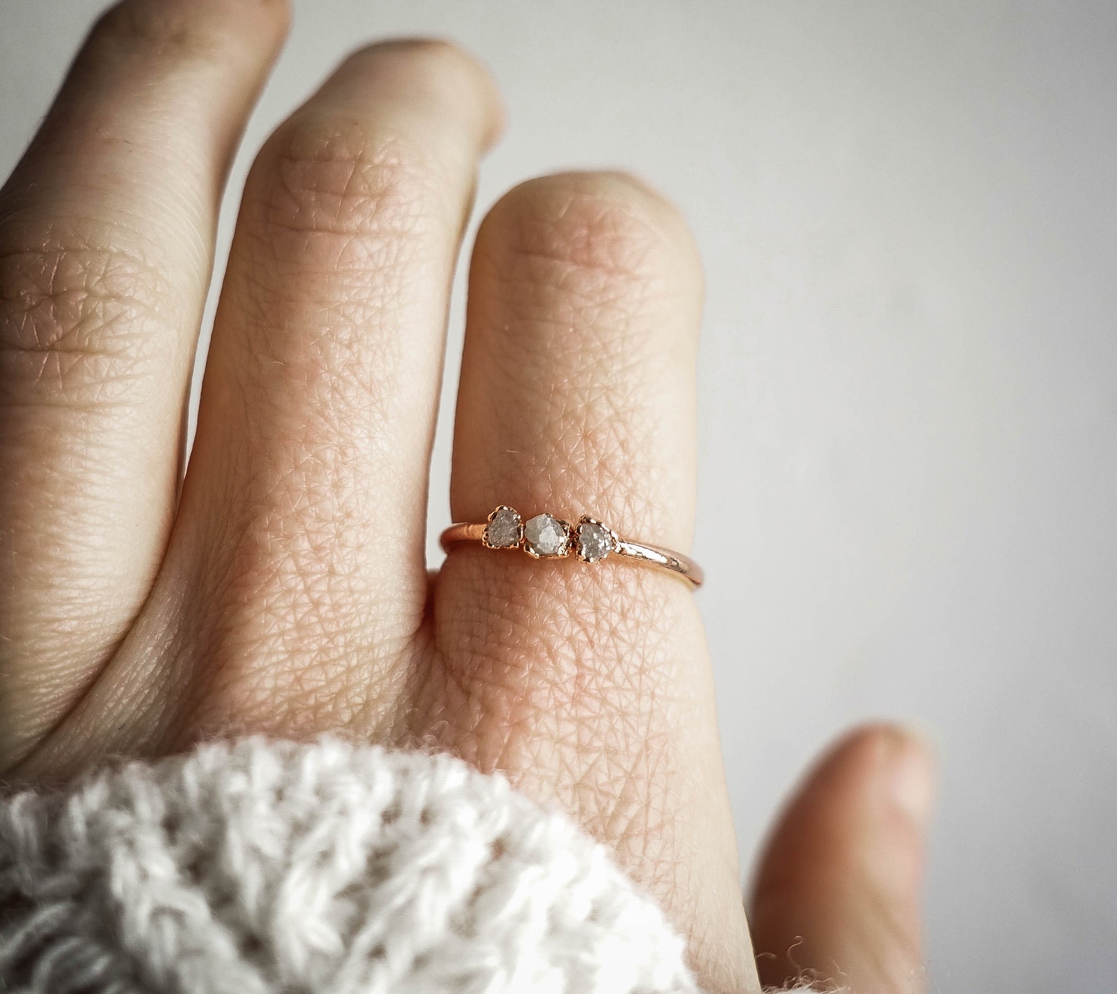 Multi Rough Diamond Copper Ring / Natural Rough Gemstone/ Raw | Etsy