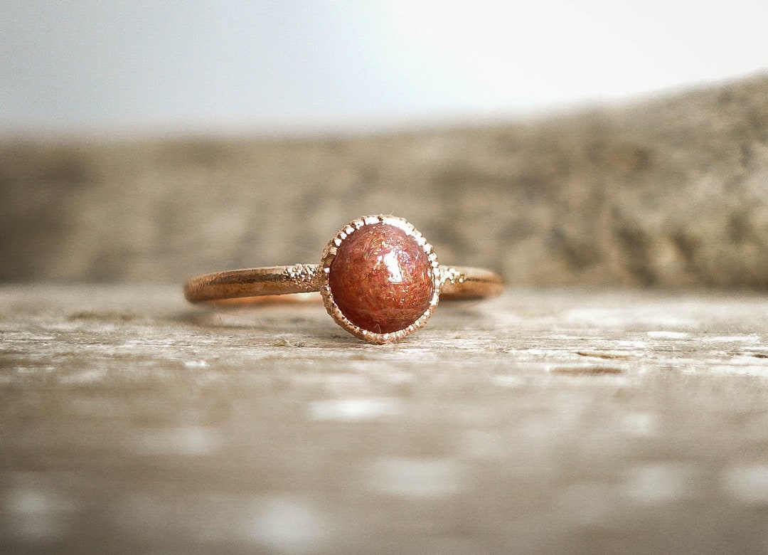 Sunstone Copper Ring: Natural Gemstone, Handmade Jewelry - Etsy