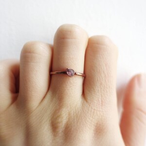 Pink Sapphire Copper Ring / Natural Gemstone / Raw Stone Ring / Unique ...
