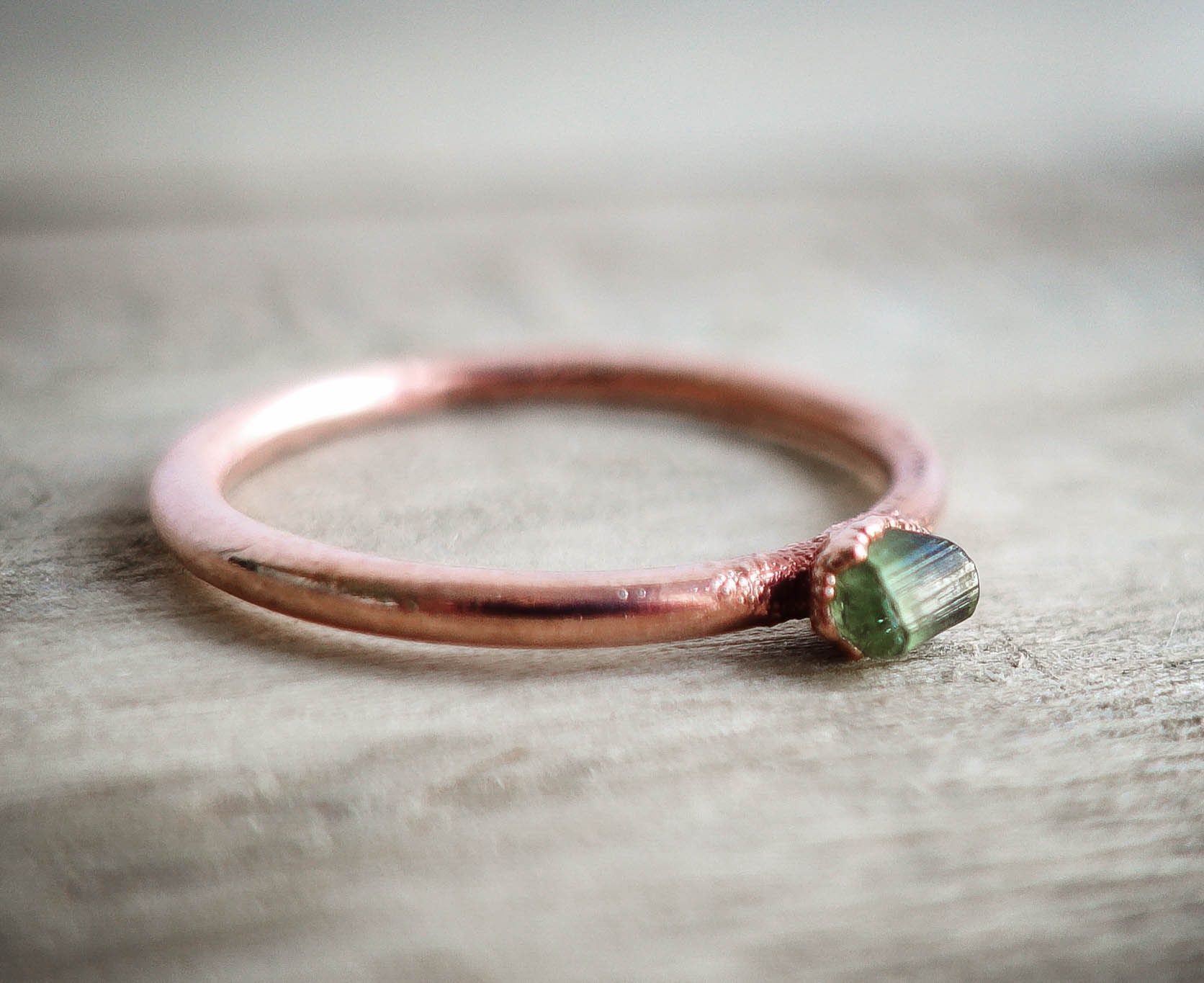 Green Tourmaline Copper Ring / Natural Gemstone/ Raw Stone | Etsy