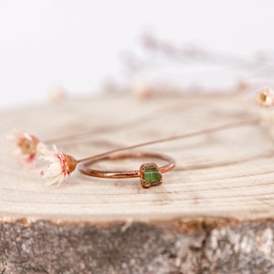 Green Tourmaline Copper Ring / Natural Gemstone/ Raw Stone Ring ...