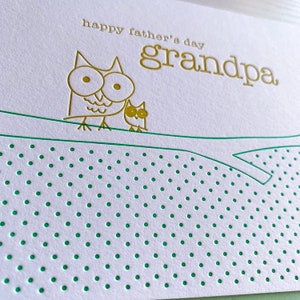 Fathers Day Card for Grandpa Grandfather - Owl and Owlette Letterpress ...