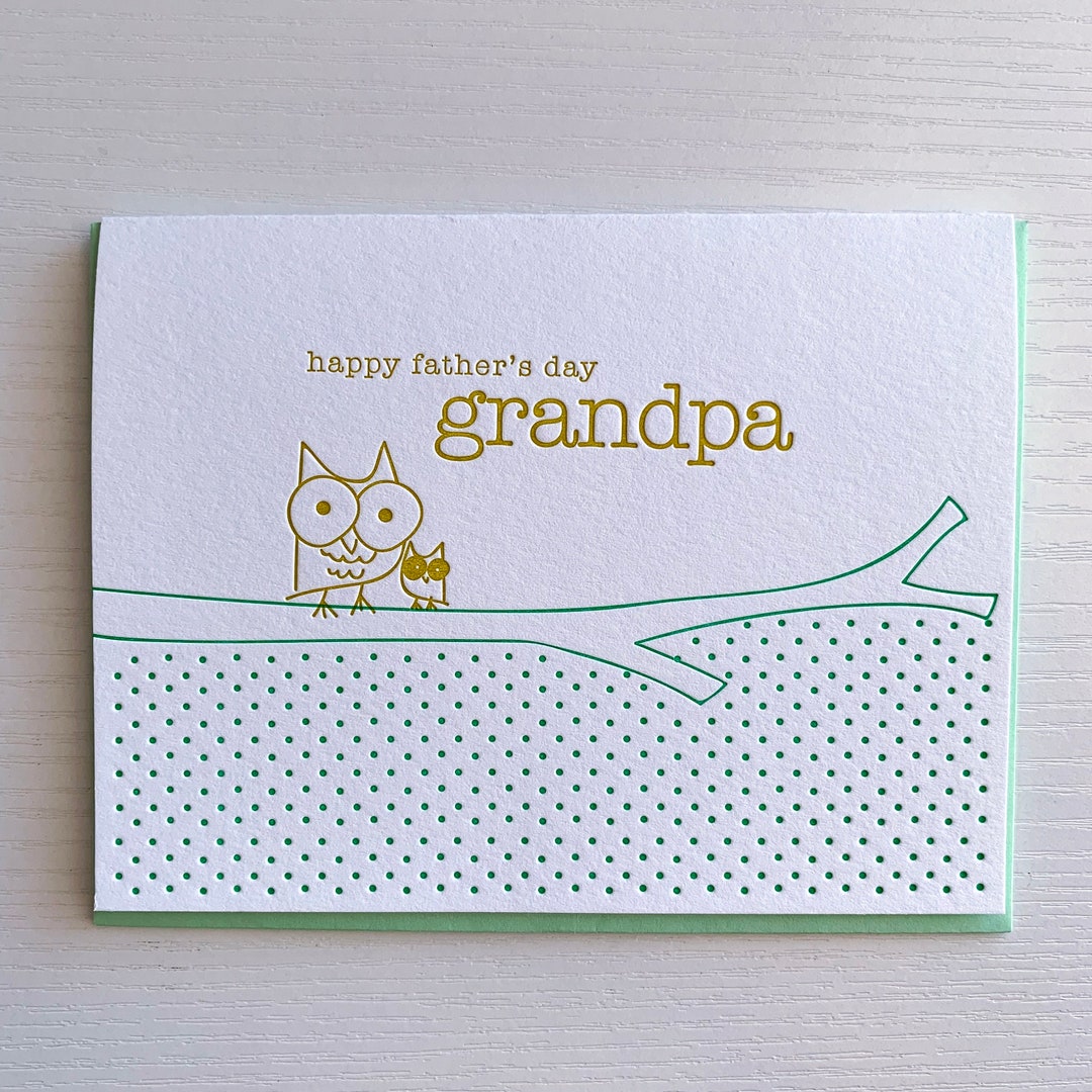 Fathers Day Card for Grandpa Grandfather - Owl and Owlette Letterpress ...