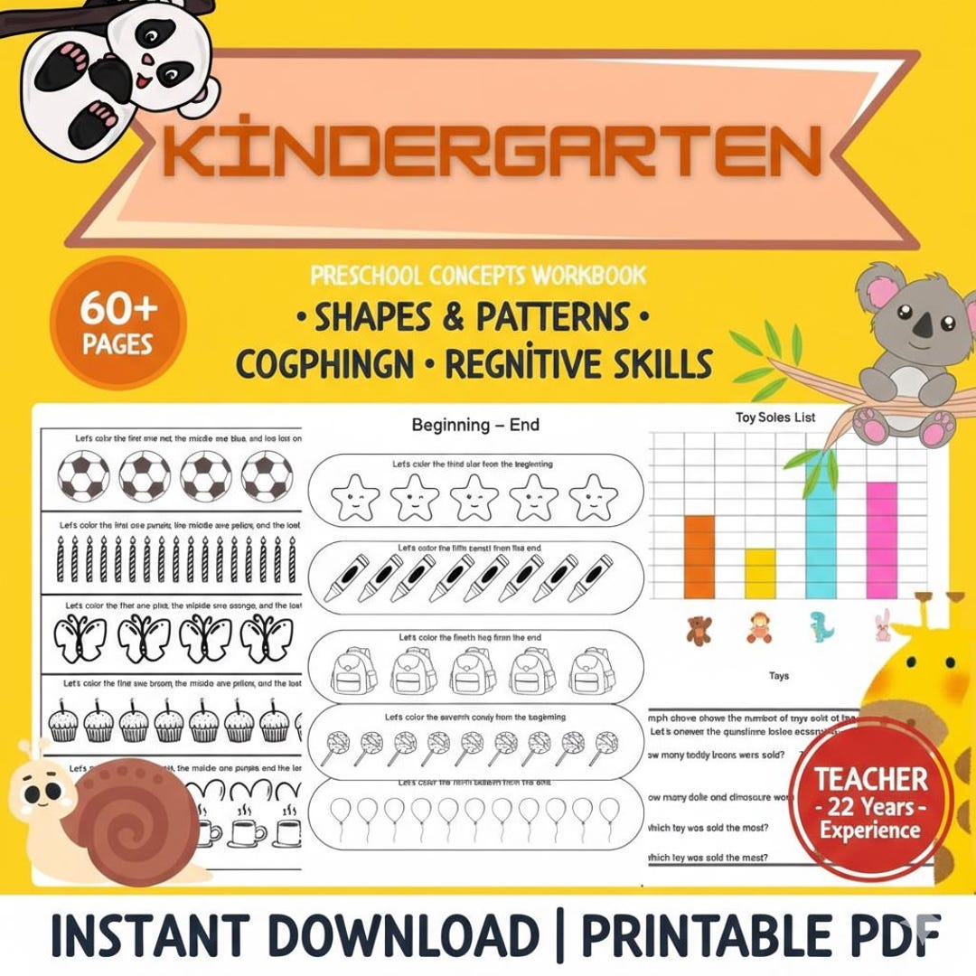 Kindergarten Math Workbook – Shapes, Patterns, Counting (ages 4–6 ...