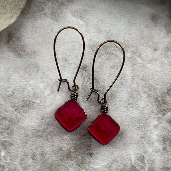 Red Dangle Earrings - Etsy
