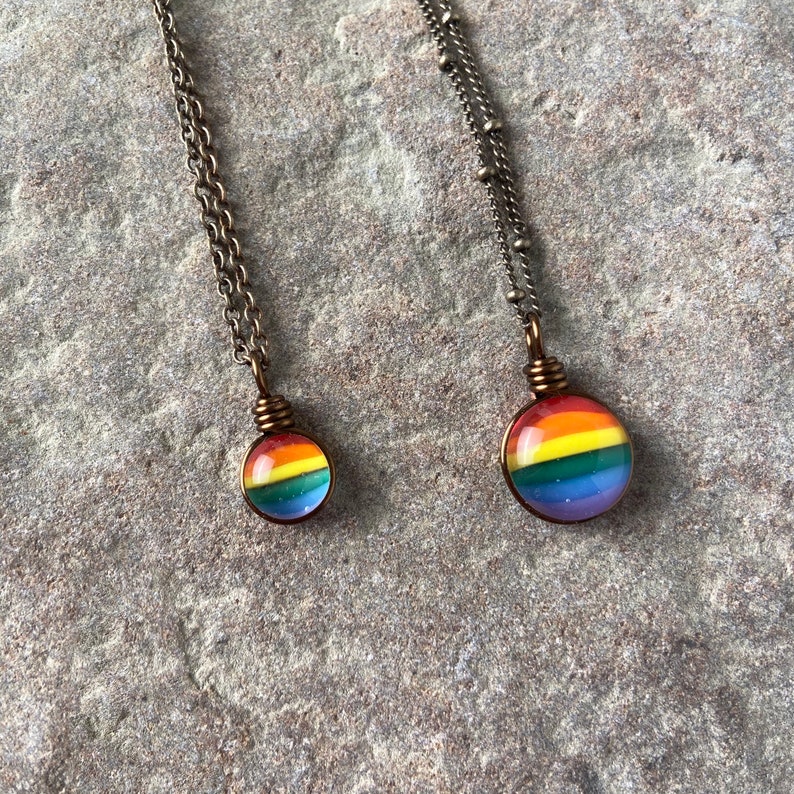 Rainbow Necklace Pride Month Lgbt Jewelry Rainbow Jewelry Etsy