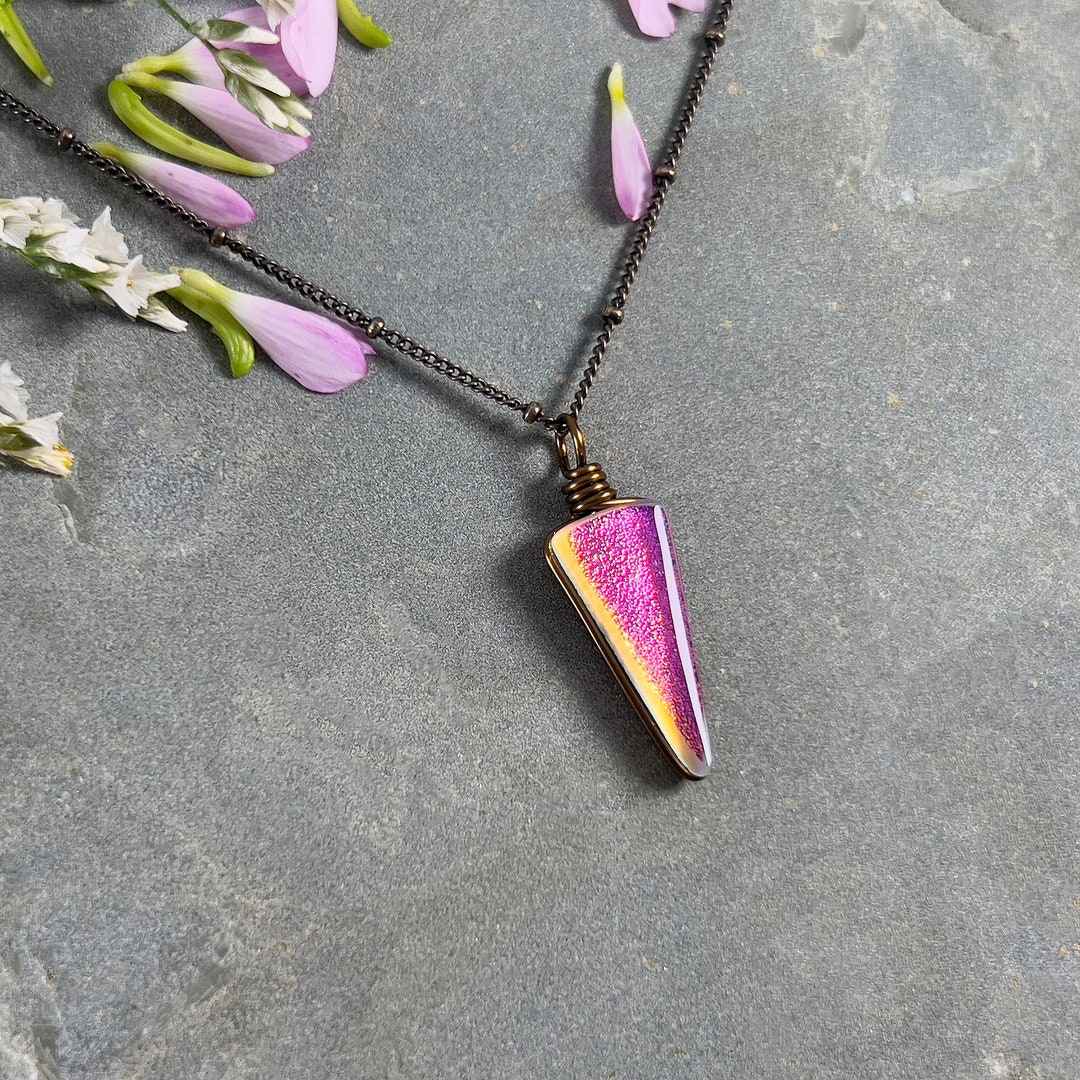 Hot Pink Fairycore Grunge Edgy Necklace Witchy Jewelry, Wire Wrapped ...
