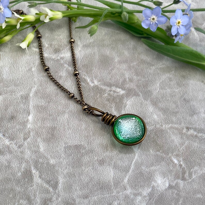 August Necklace August Birthday Peridot Green Glass August - Etsy