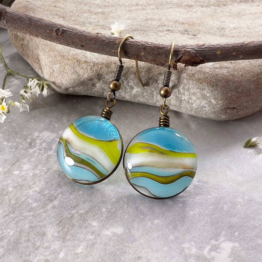 Earthy Boho Earrings, One of a Kind Handmade Glass Nature Lover Gift ...