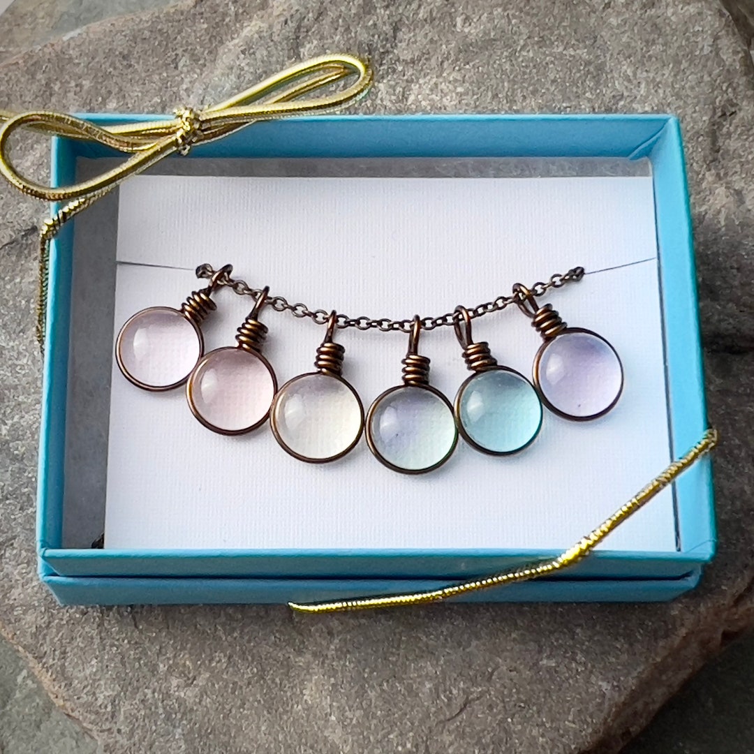 Raindrop Necklace Customizable Set: 6 Boho Cottagecore Art Glass ...