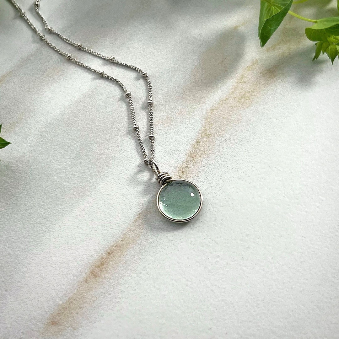 Sterling Silver Raindrop Necklace: Kiln Formed Art Glass Pendant ...