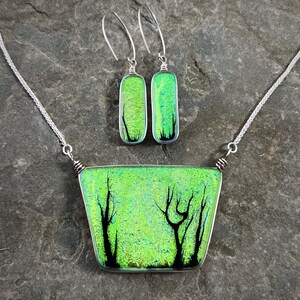 Enchanted Forest Statement Necklace: Dichroic Glass Wearable Art, Hand ...
