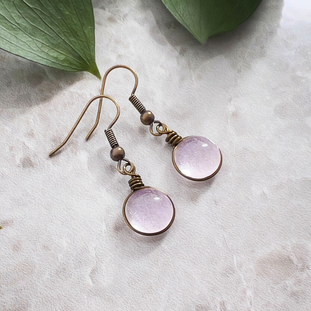 Light Pink Rain Drop Earrings Handmade Glass Cottagecore Jewelry ...