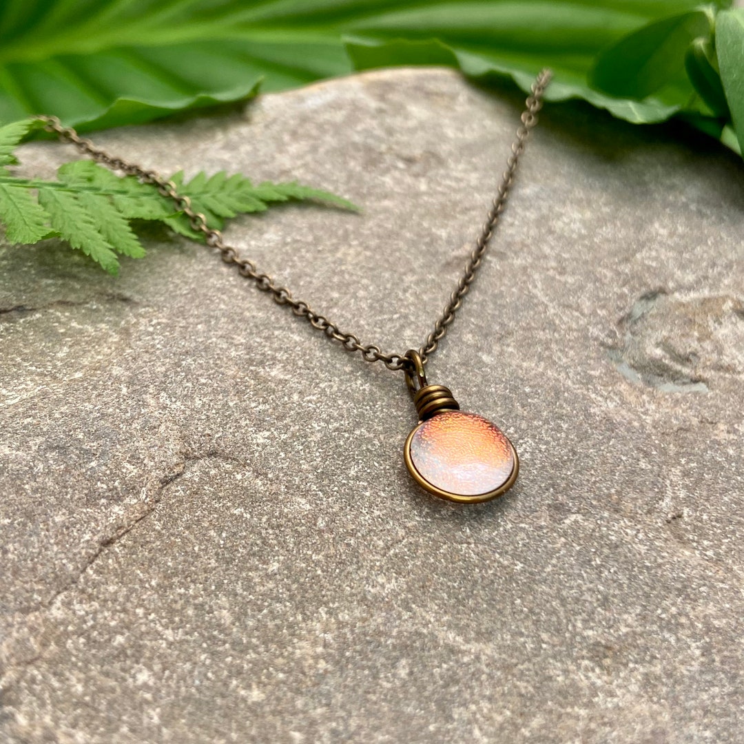 Summer Afternoon Raindrop Necklace: Peach Art Glass, Fiery Sparkles ...