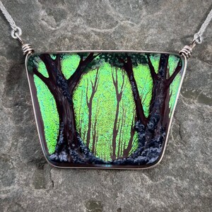 Enchanted Forest Statement Necklace: Dichroic Glass Wearable Art, Hand ...