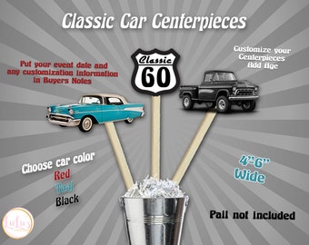 5 Pcs Large Vintage Classic Car Birthday Centerpieces Classic Vehicle ...