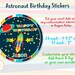 Astronaut Birthday Sticker Astronaut First Birthday Rocket - Etsy