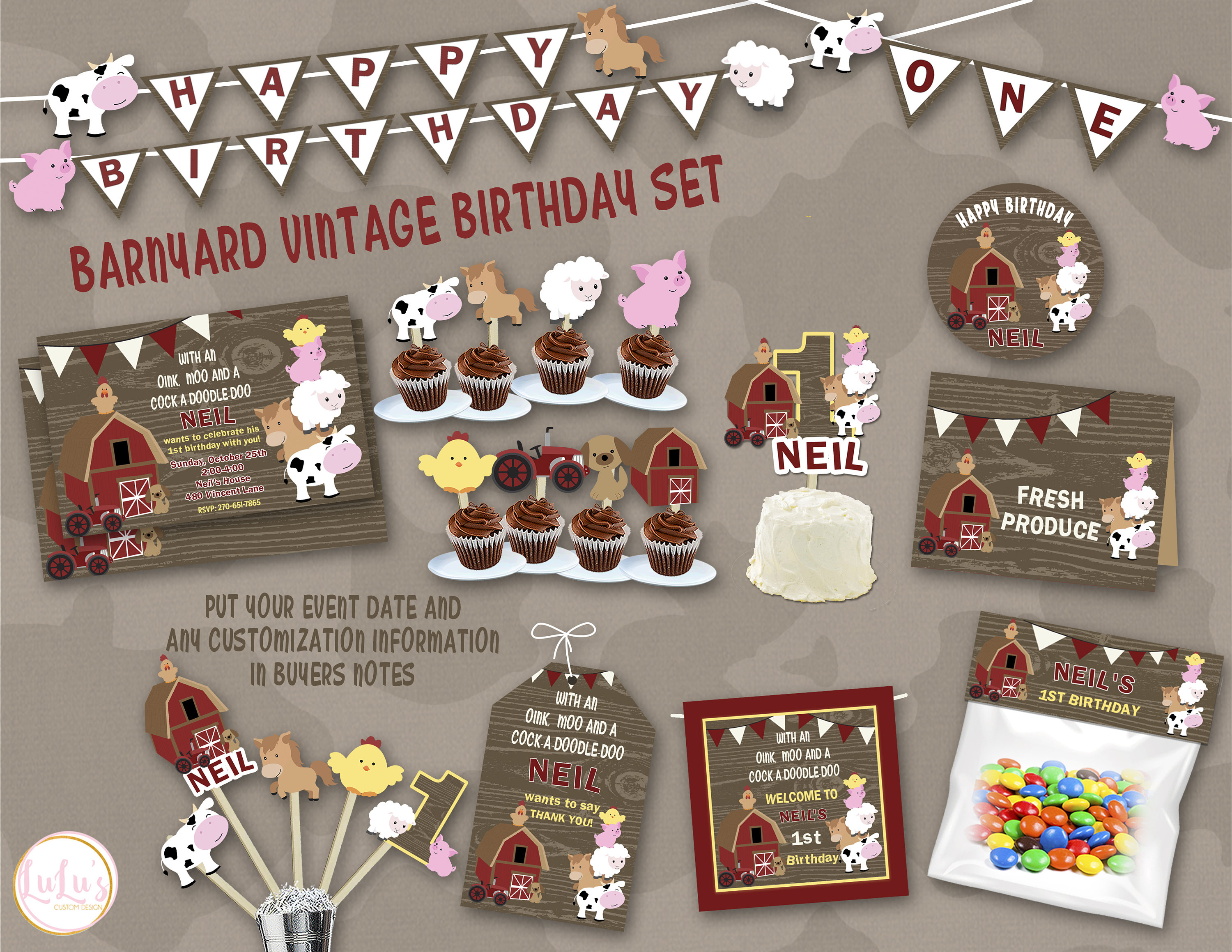 Barnyard Vintage Birthday Party Barnyard First Birthday | Etsy