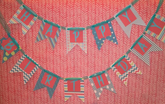 Blue and Pink Floral Birthday Banner Photo Prop Banner | Etsy