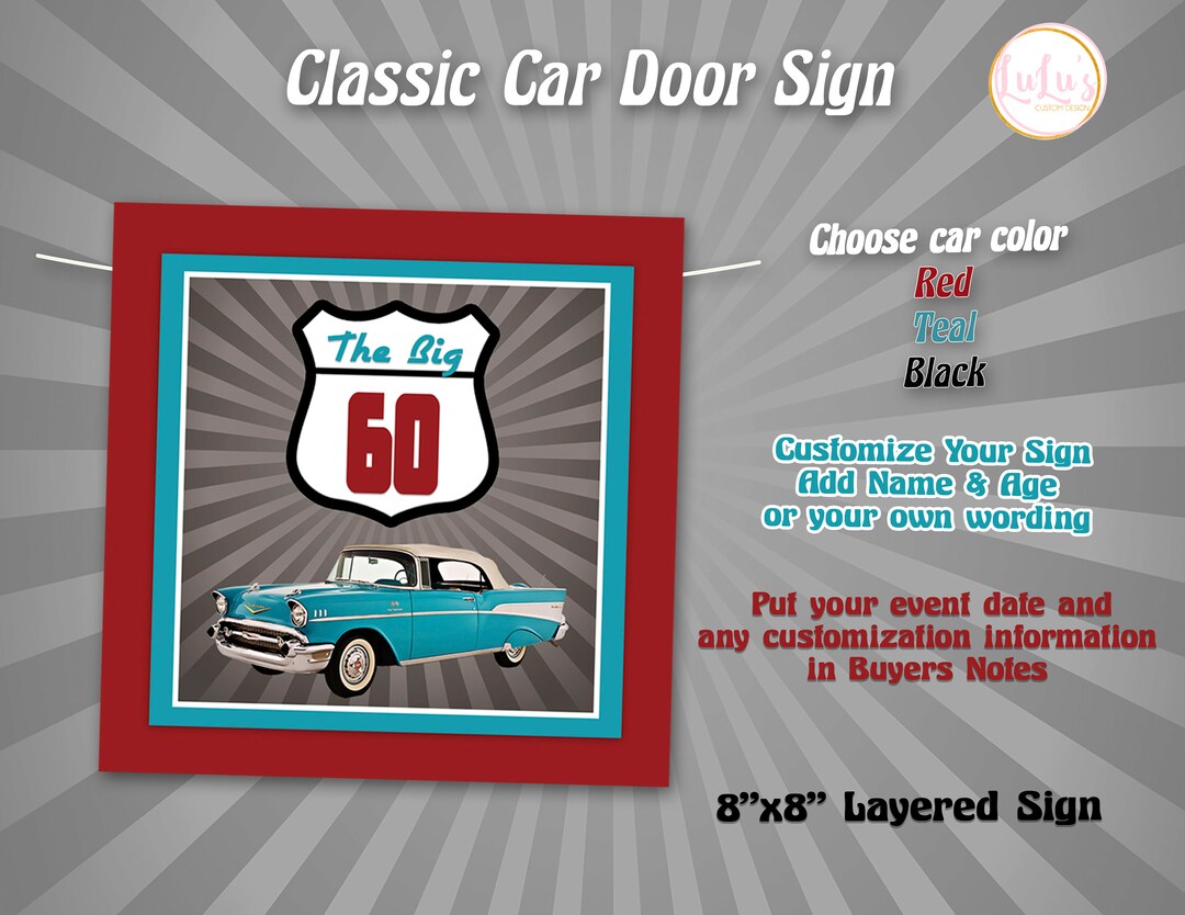 Classic Car Birthday Door Sign 57 Chevy Birthday Welcome Sign 57 Chevy ...