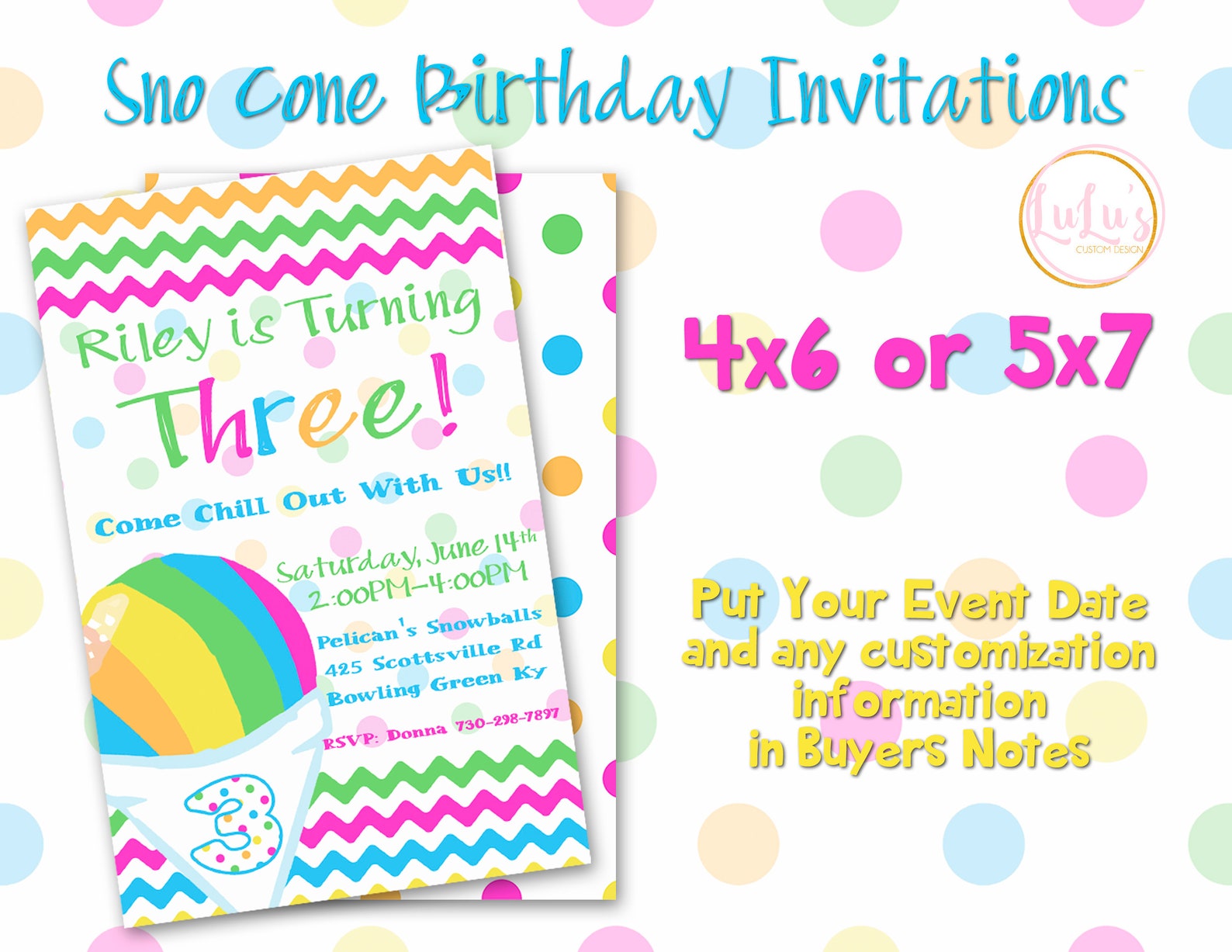 Snow Cone Birthday Party Set - Snow Cone Birthday Invitations -sno Cone ...