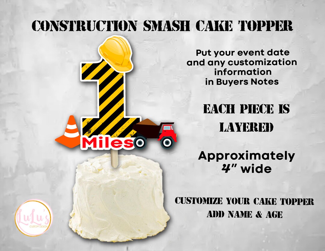 Construction Birthday Smash Cake Topper Construction First Birthday ...