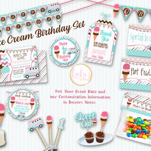 Ice Cream Birthday Sticker Birthday Party Sticker First - Etsy