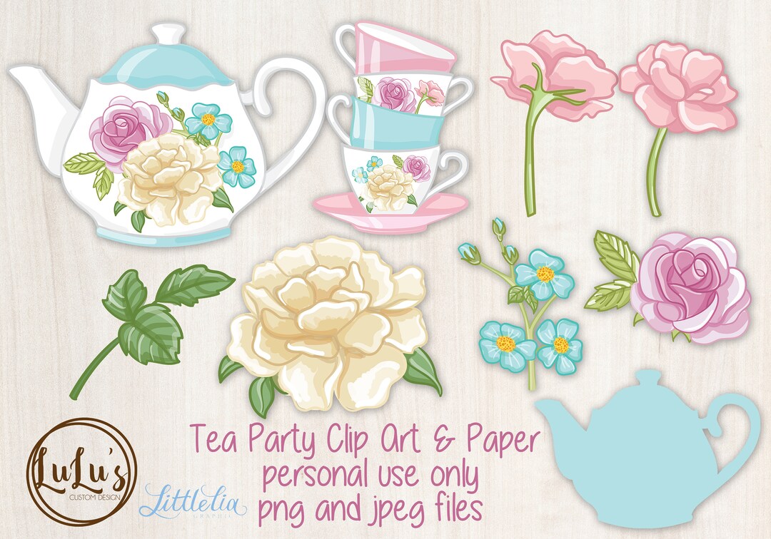 Tea Party Clipart - Princess Tea Party Clip Art - Tea Pot and Cups Clip ...