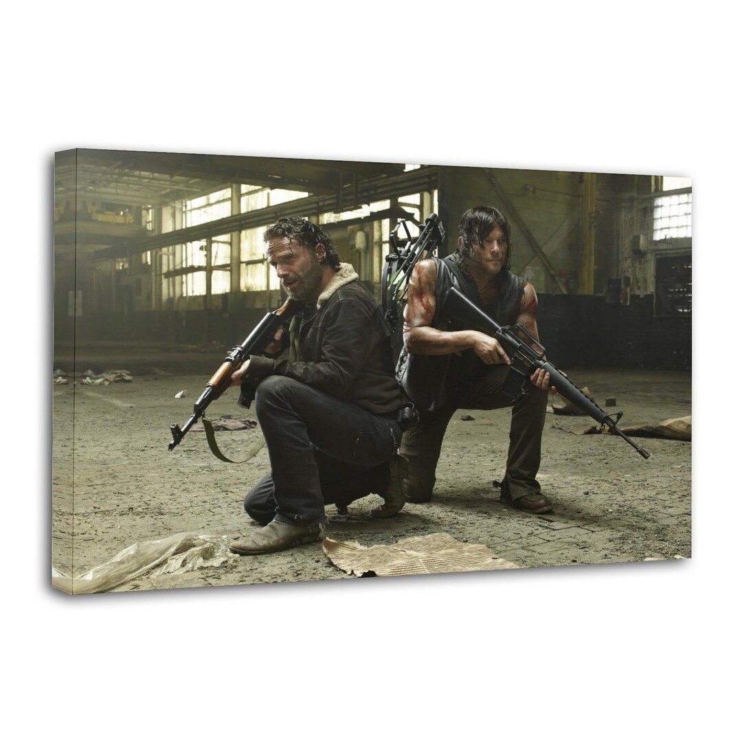 Rick & Daryl Hey Brother Walking Dead Painting on Canvas Wall Art ...