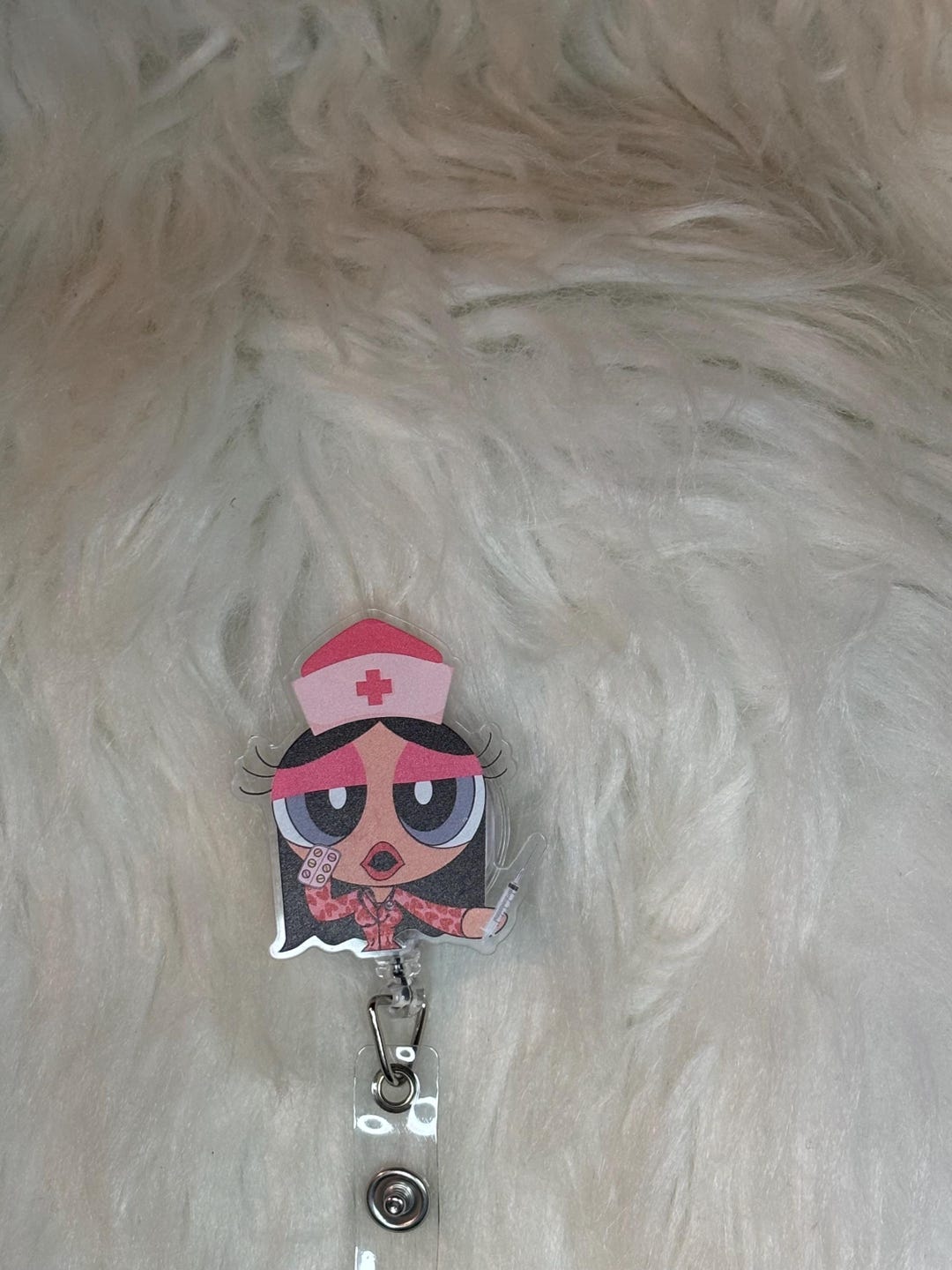 Pink Cartoon Nurse Badge Reel | Cute Retractable ID Holder | Girly ...