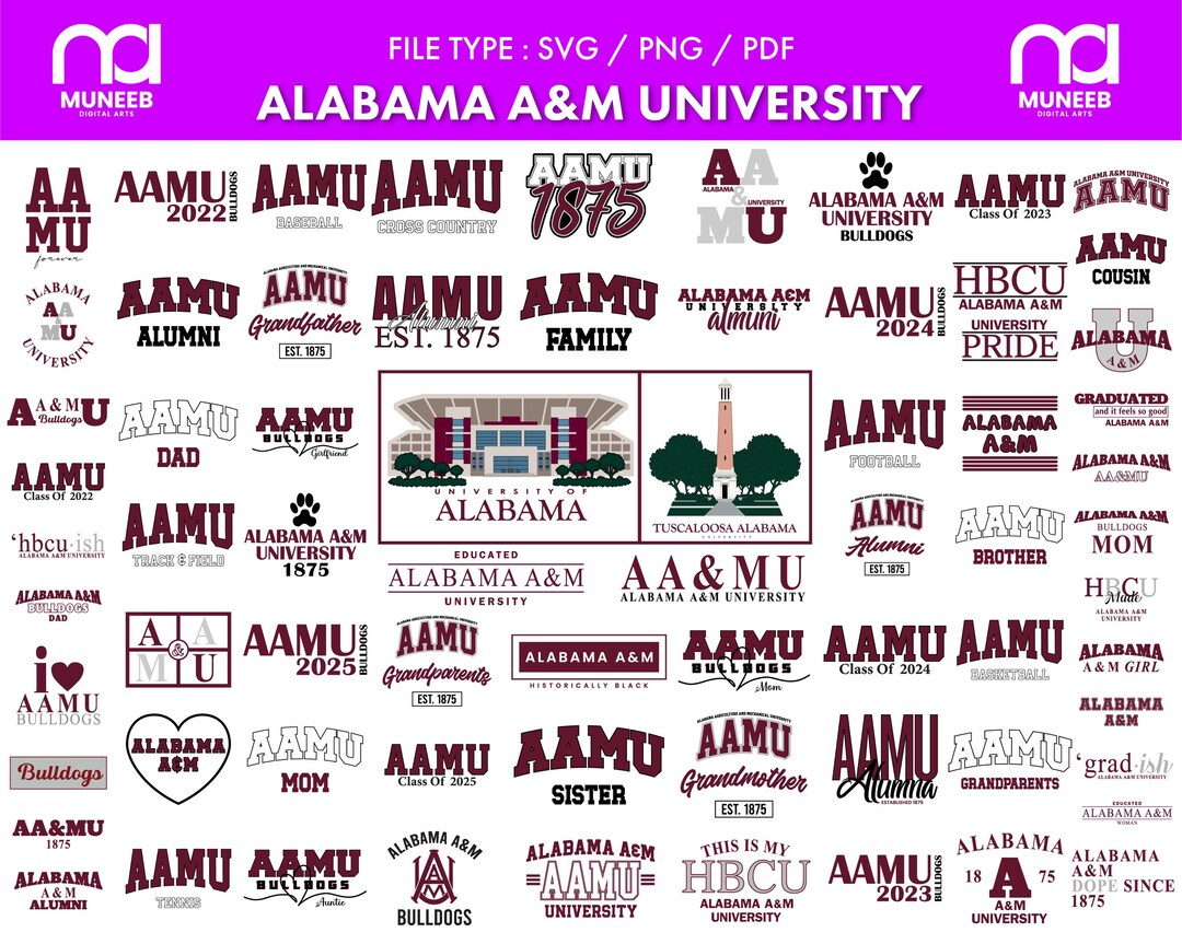 HBCU Pride Alabama A&M University Svg Bundle Pack of 69 Alabama A and M ...