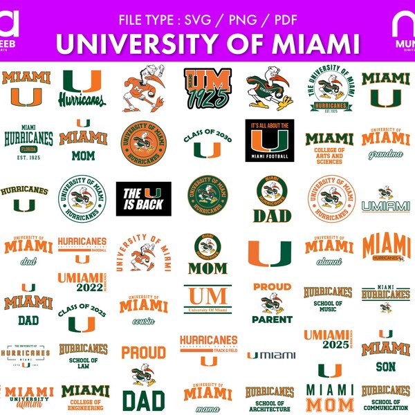 Miami Hurricanes Svg - Etsy