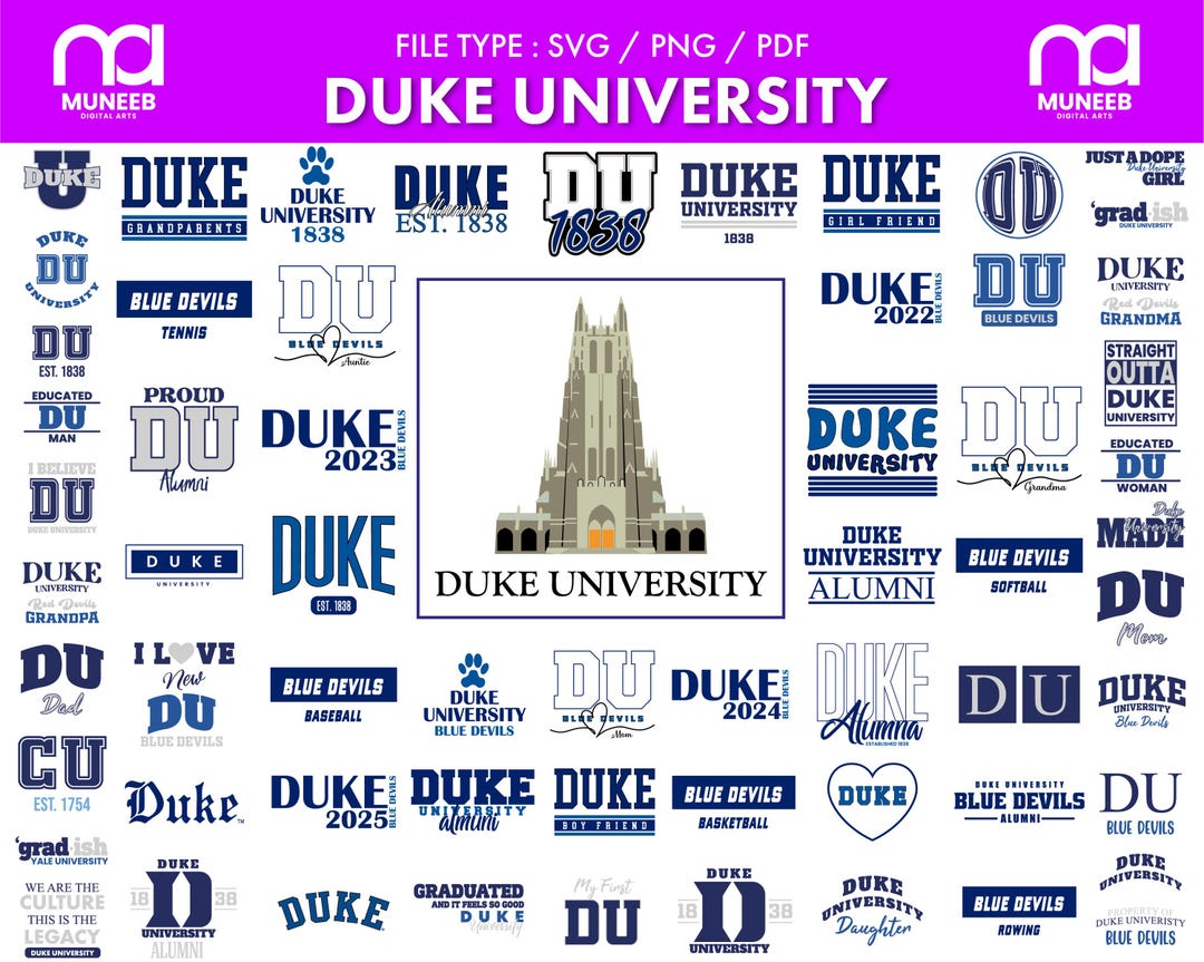 DUKE University Digital Svg Bundle Pack of 61 Duke University Png Print ...